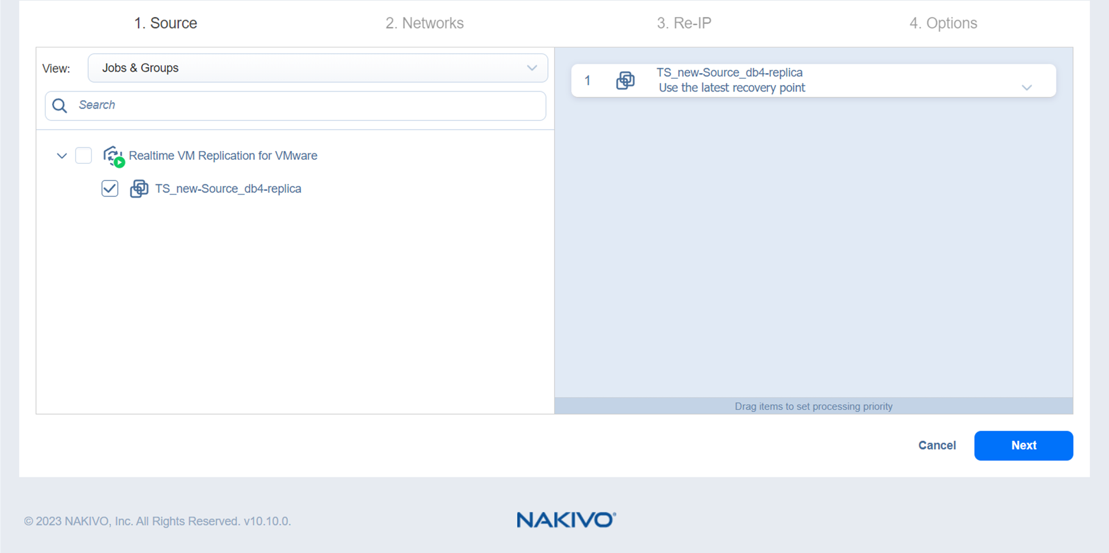 Real Time Replication Failover Beta Job Wizard For Vmware Source